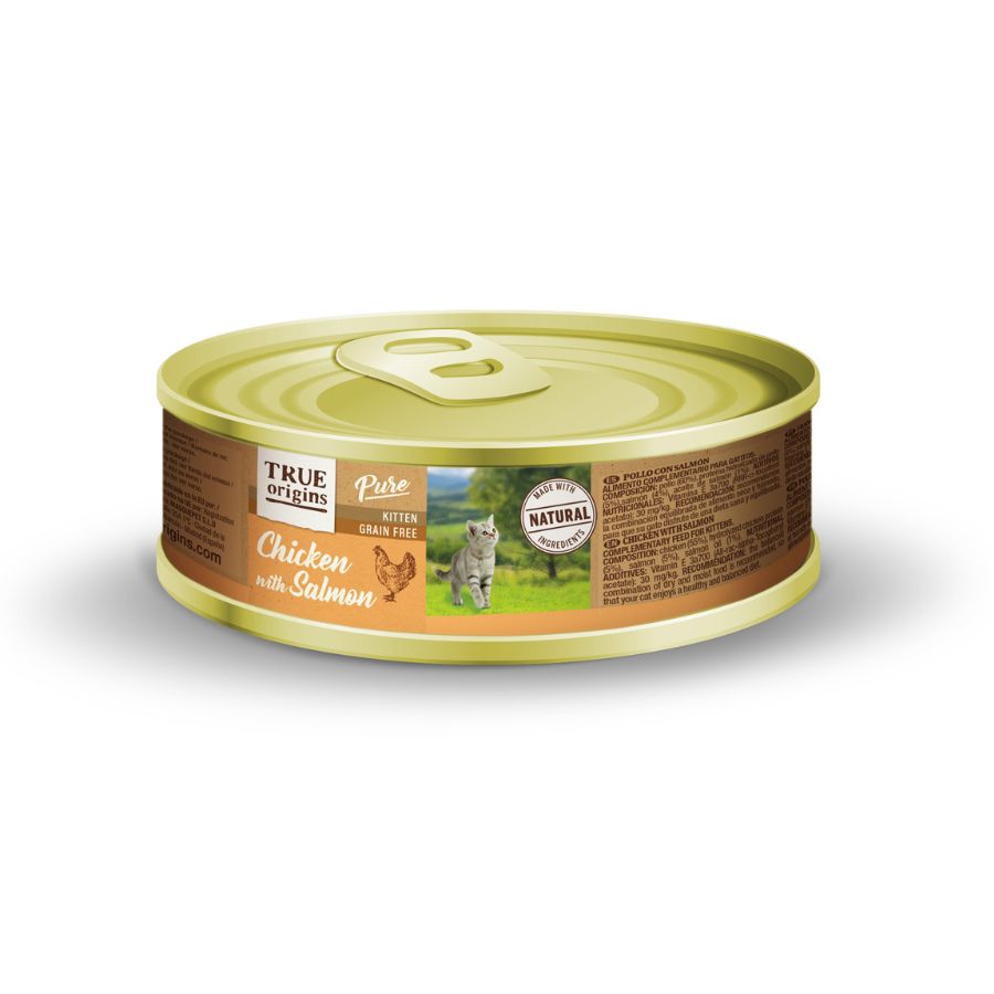 True Origins Pure Cat kitten pollo salmón alimento húmedo para gatos 85 GR