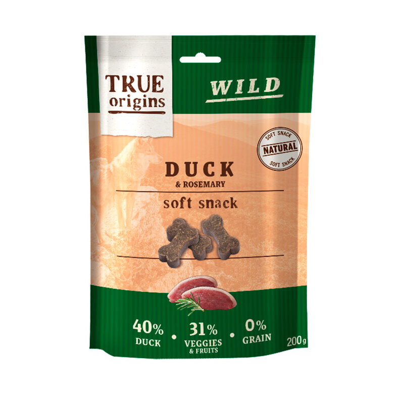 True Origins Wild soft pato & romero snack para perros