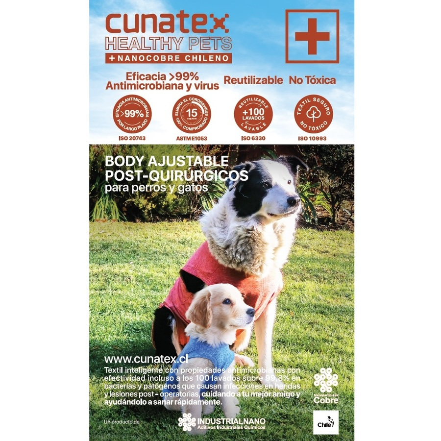 Body azul con nano cobre para perros